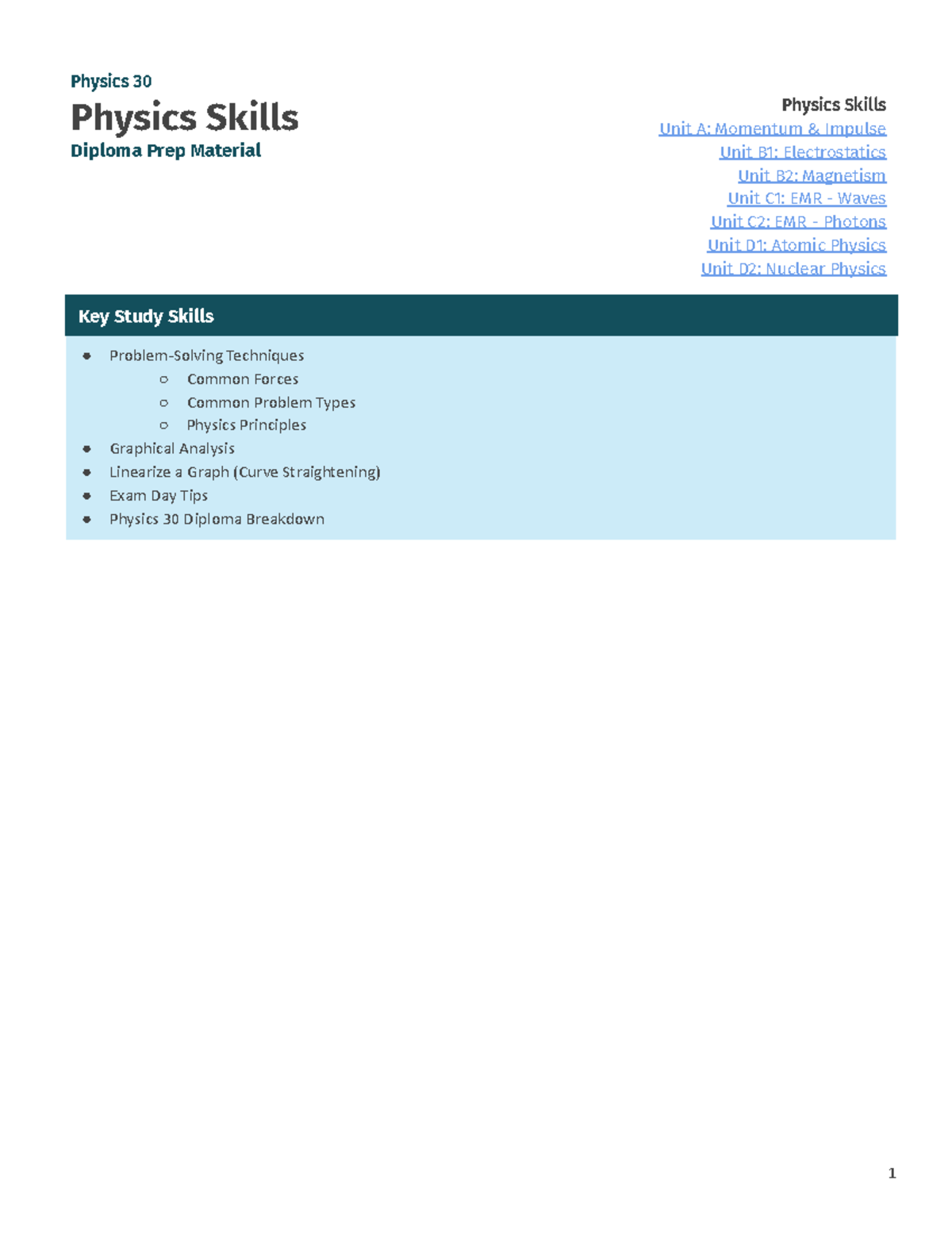 Physics 30: Diploma Exam Prep Guide for Phys 124 Success - Studocu