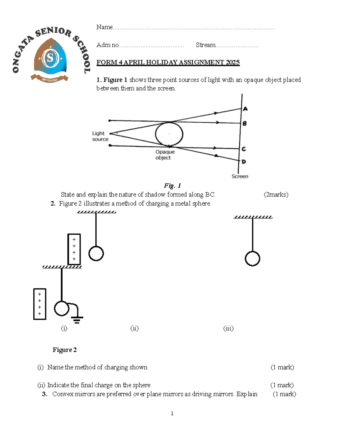 Physics Form 4 April 2025 Holiday Assignment - Studocu