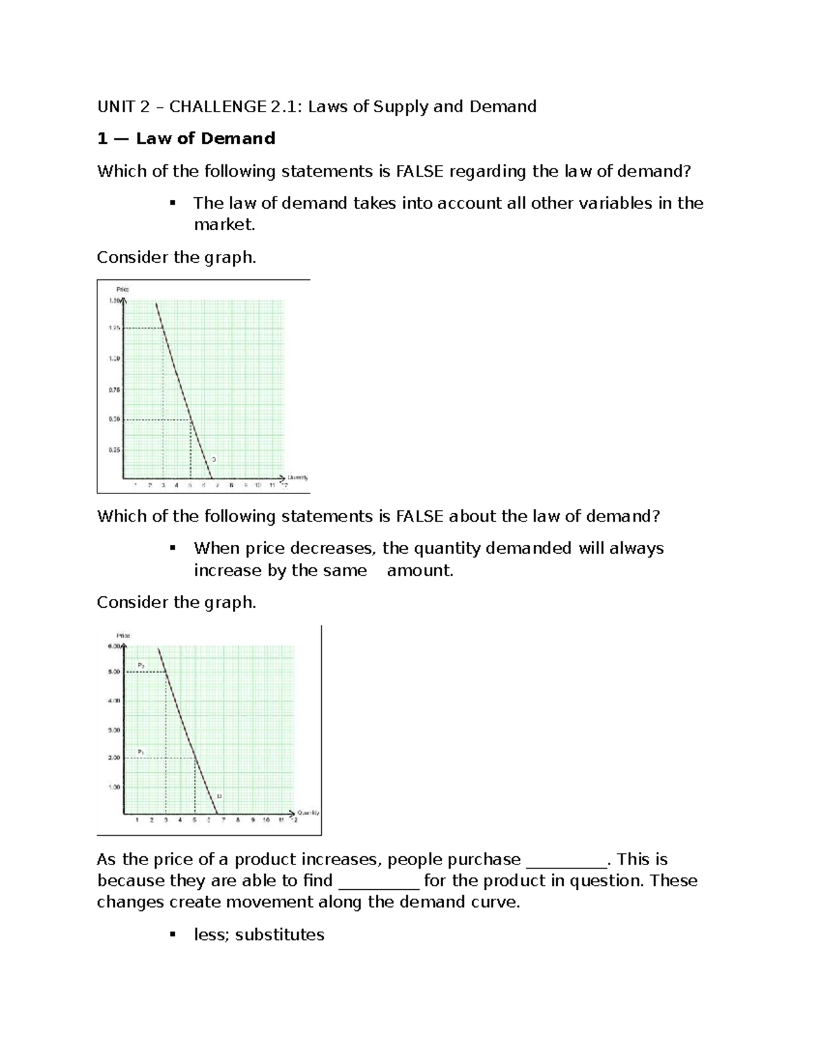 Laws of Supply and Demand - UNIT 2 Challenge 2.1 Overview & Analysis ...