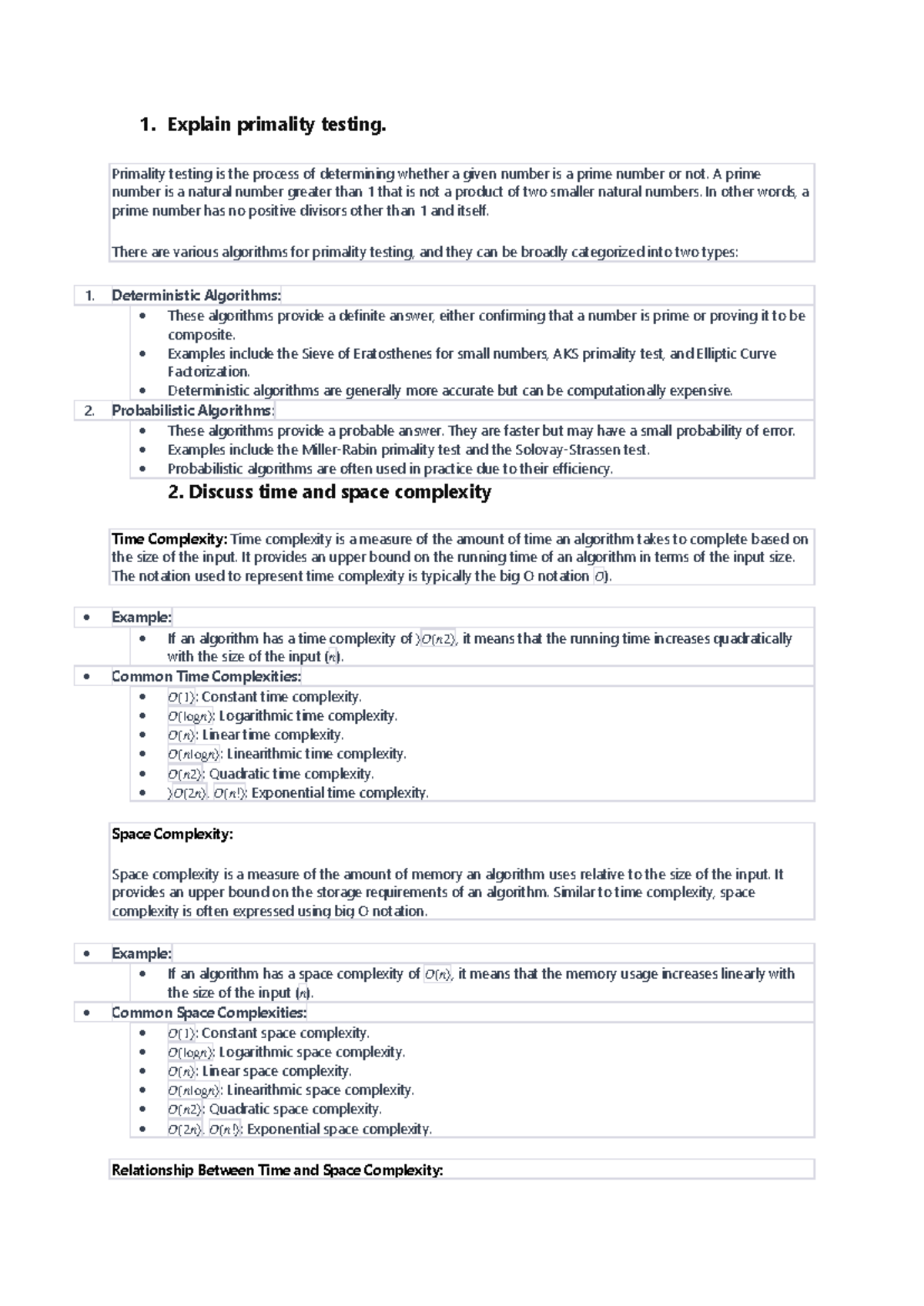 AAD Notes - 1. Explain primality testing. Primality testing is the ...