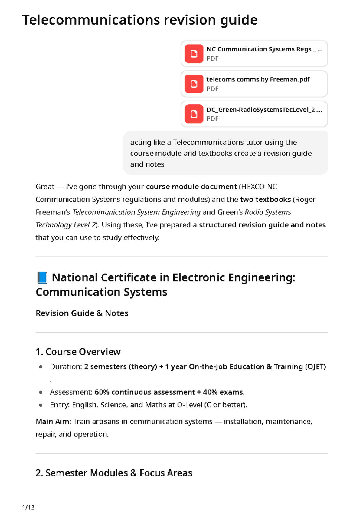 Telecommunications Revision Guide NC Communication Systems Regs - Studocu