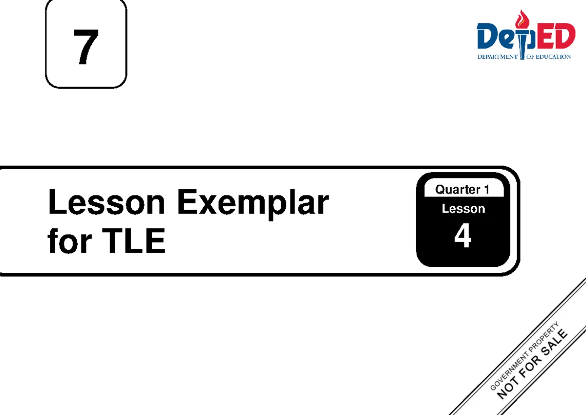 TLE 7 Quarter 1: Lesson 7 Learning Activity Sheet for Teachers - Studocu