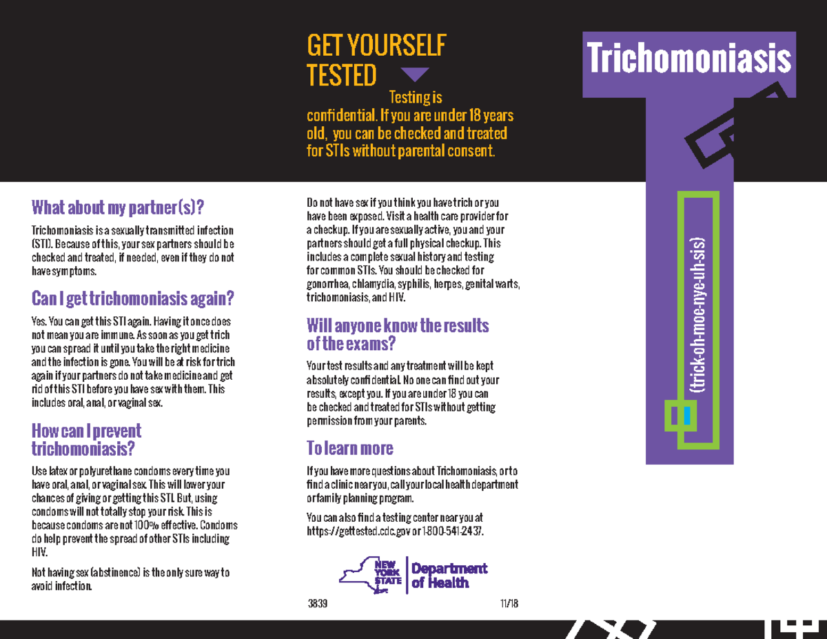 Tricomoniasis pamphlet - What about my partner(s)? Trichomoniasis is a ...