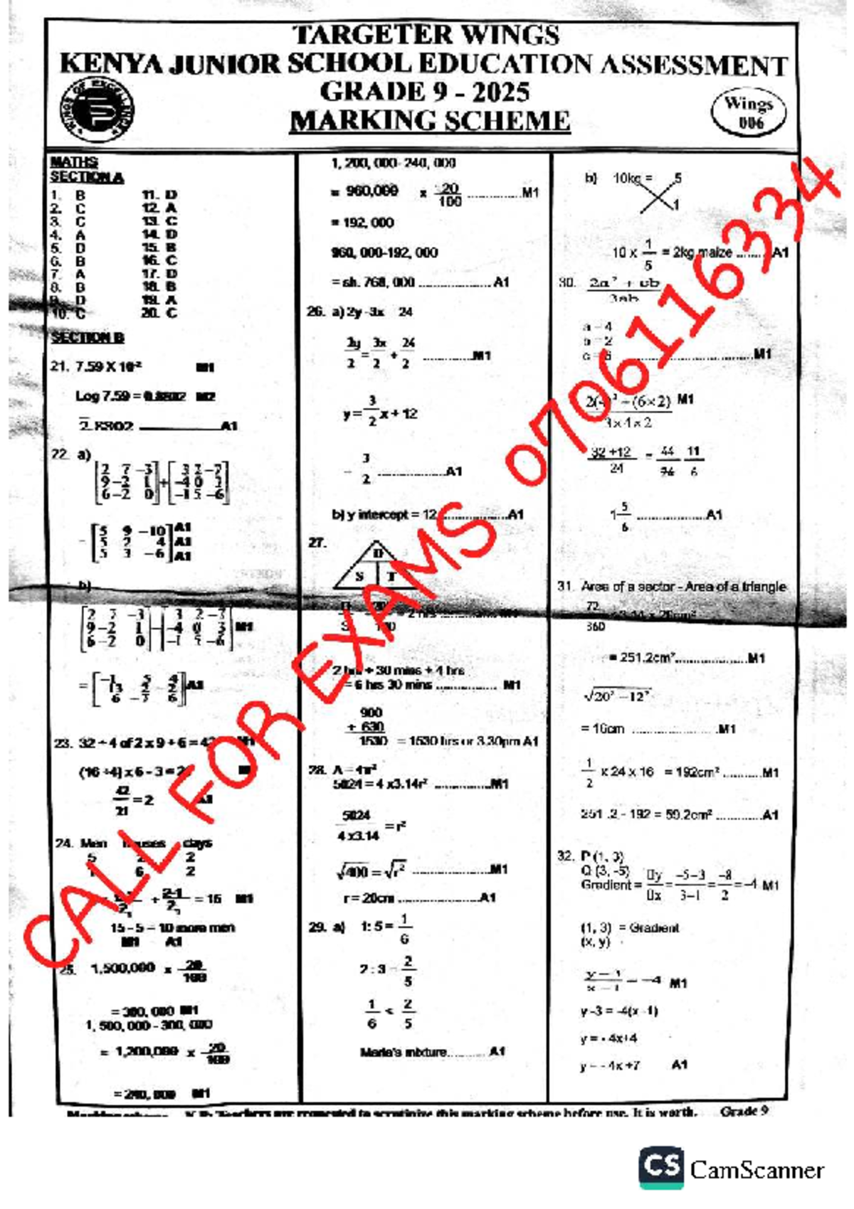 Targeter W MS G9 - 2025 Grade 9 Maths Marking Scheme - Studocu