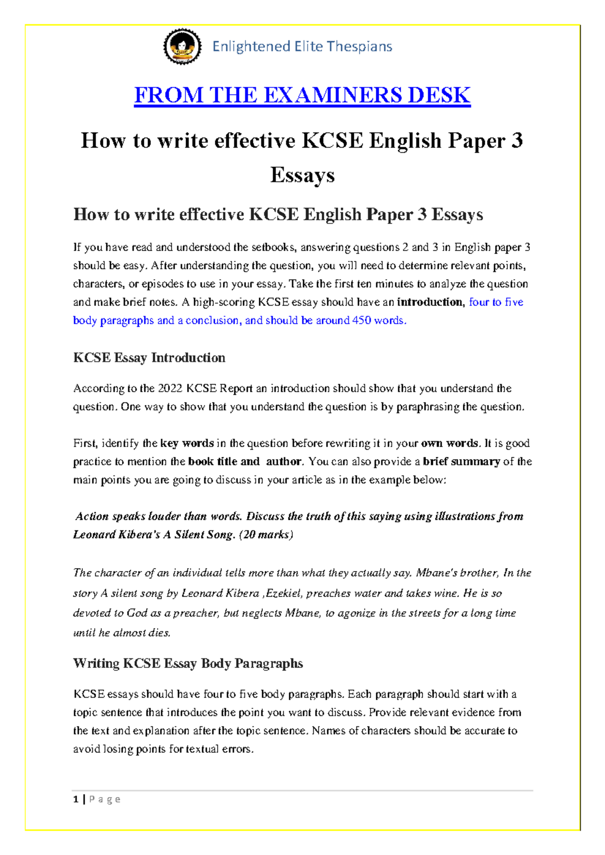 KCSE English Paper 3 Essay Writing Guide: Effective Strategies and Tips ...