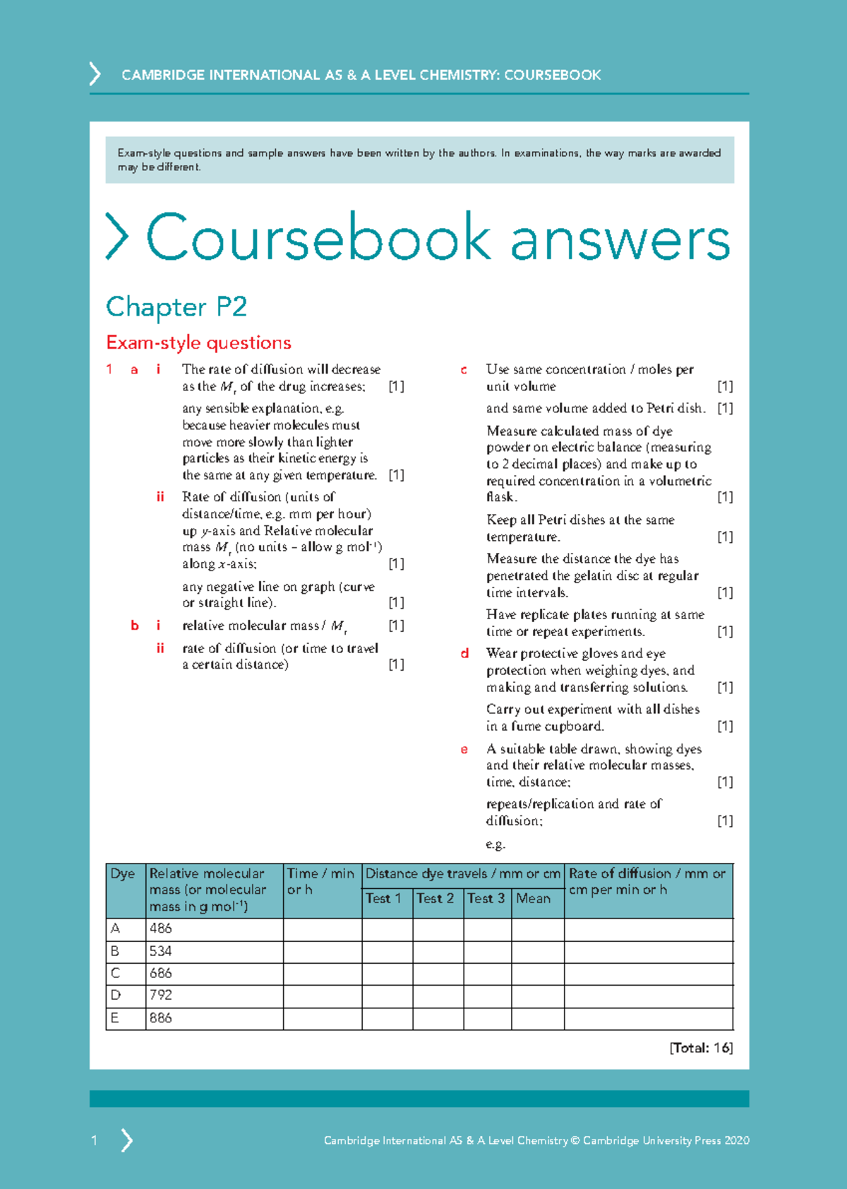 Exam Style Answers for P2 AS A Level Chemistry - Studocu