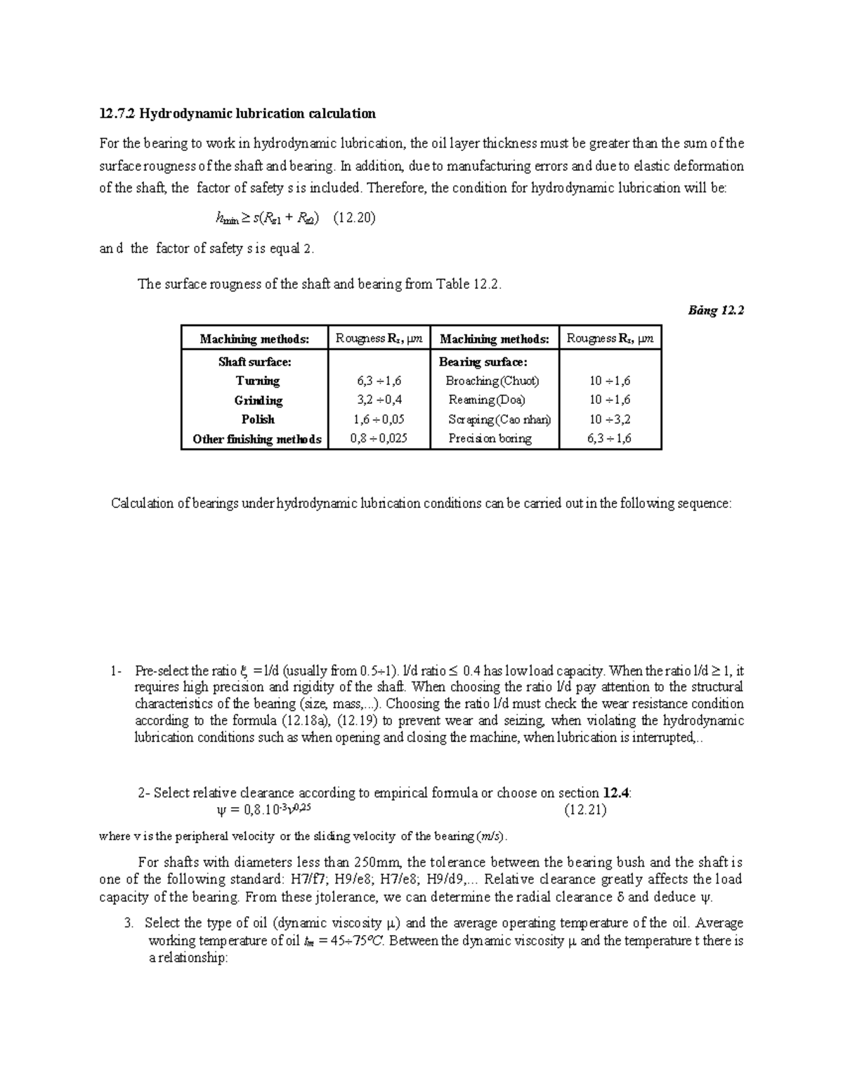 Hydrodynamic Lubrication Calculations for Sliding Bearings - Studocu