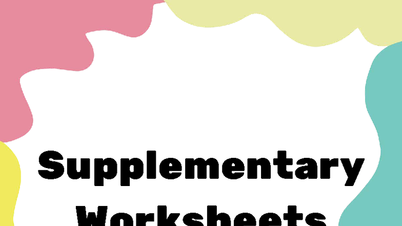 Q1 Week 5 Supplementary Worksheets: Hygiene & Sleep Activities - Studocu