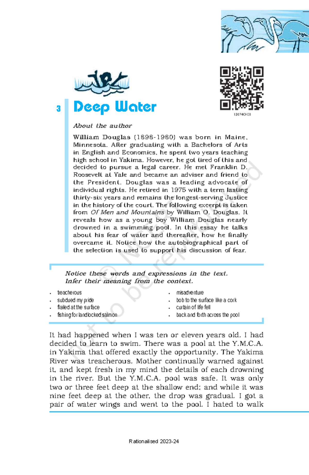 NCERT Class 12 English Flamingo Prose: Chapter 3 - Deep Water Analysis ...