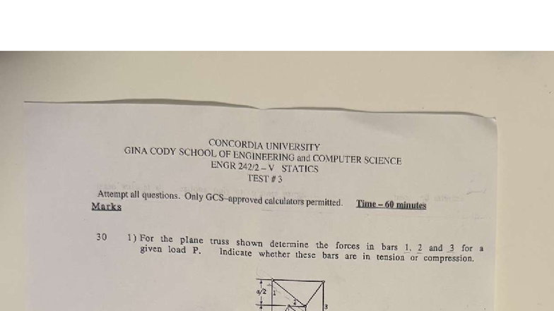 Practice Midterm 3 for ENGR V Statics: Truss Forces & Beam Diagrams ...