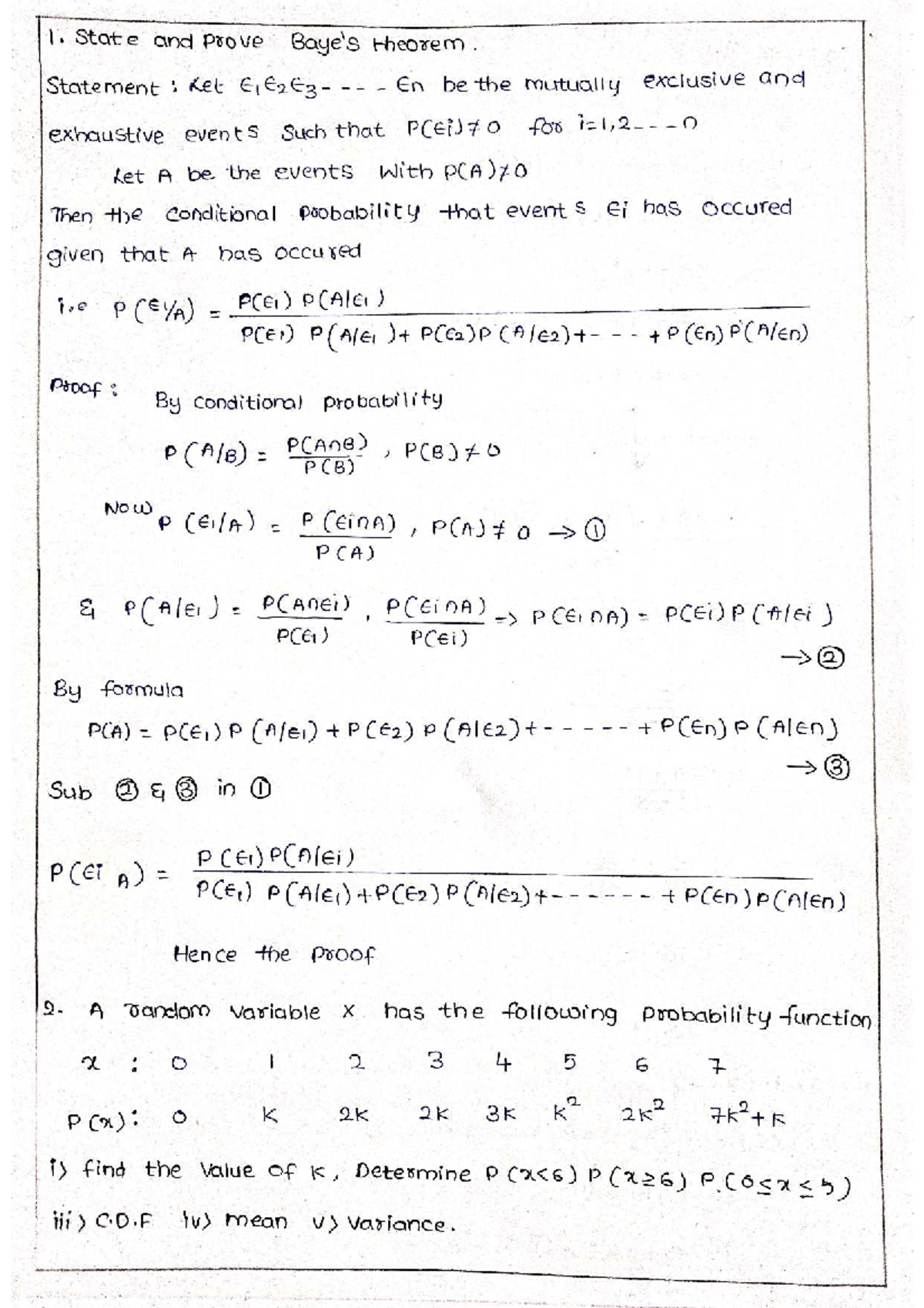 Maths Ass2 - Probability and Statistics: Theorems, Proofs, and ...