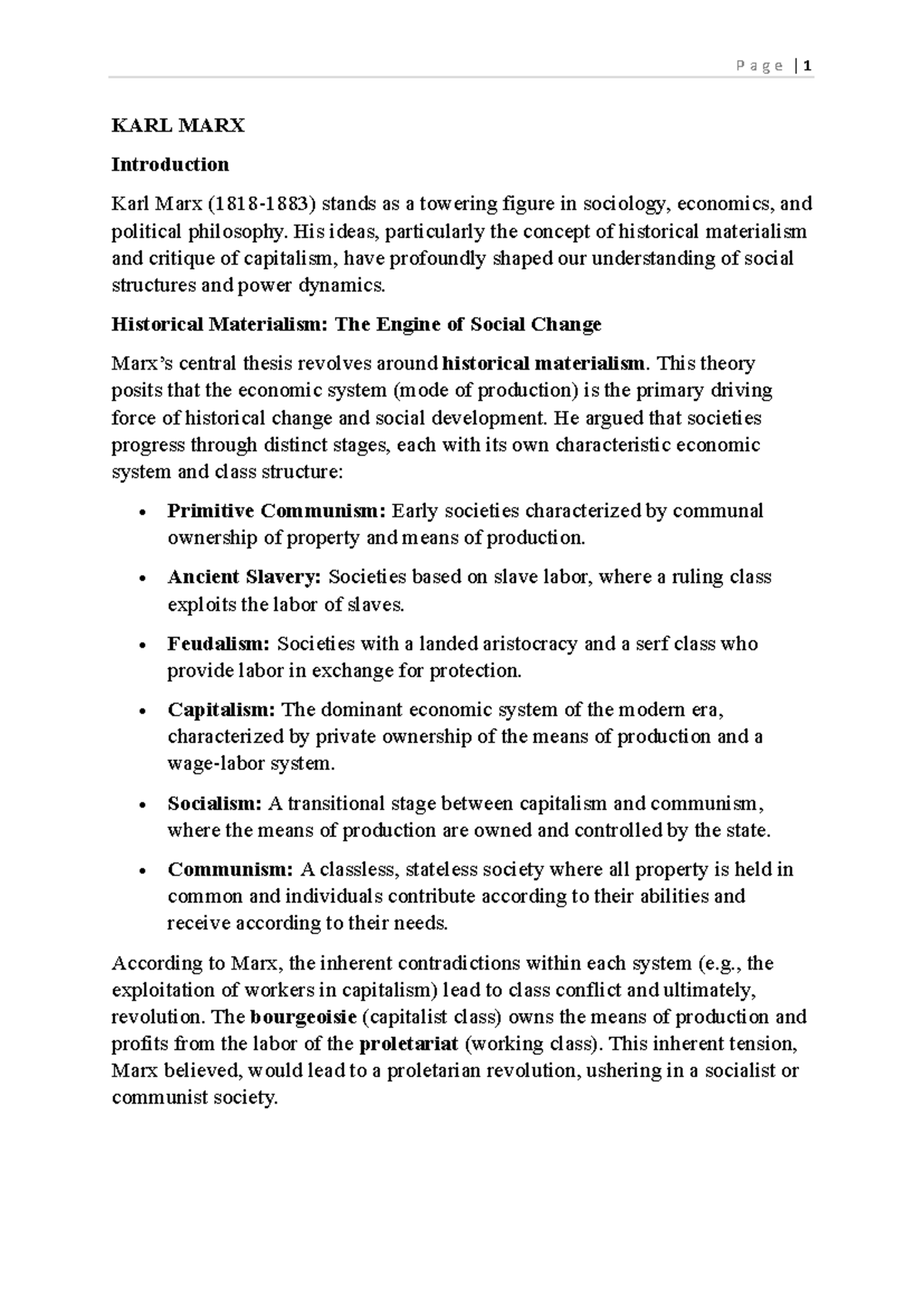 KARL MARX1 - Karl marx Sociology - KARL MARX Introduction Karl Marx ...