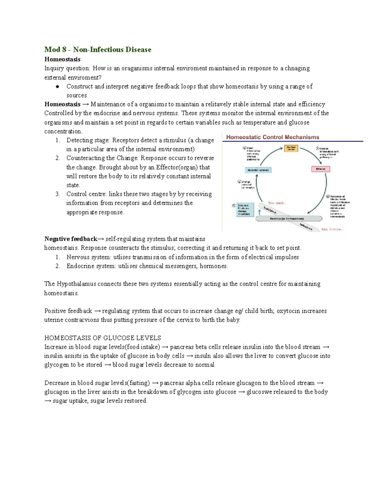 BIOLOGY MODULE 8: Homeostasis, Disease, and Feedback Mechanisms - Studocu