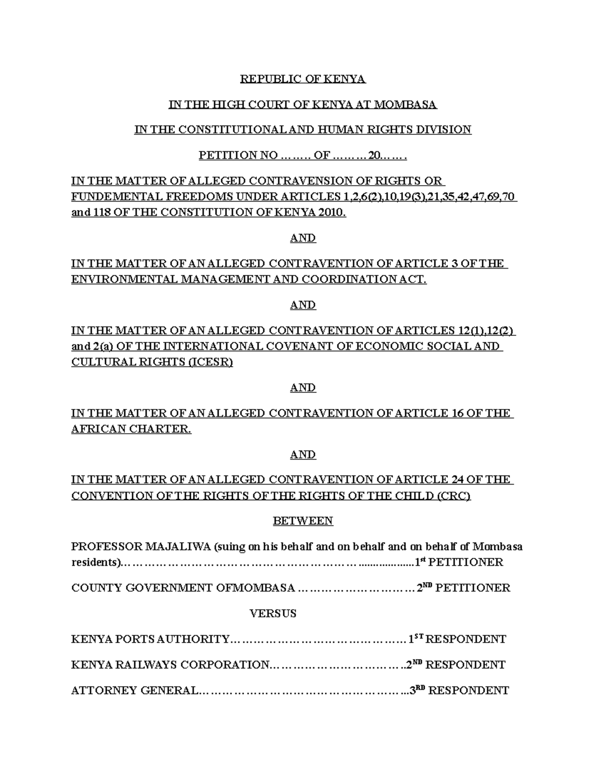 Supporting Affidavit of 2nd Petitioner in Petition No. [Insert No.] Kenya - Studocu