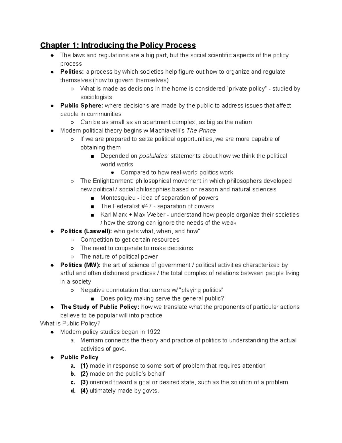 Public Policy Introduction and Overview: Chapter 1 Summary - Studocu