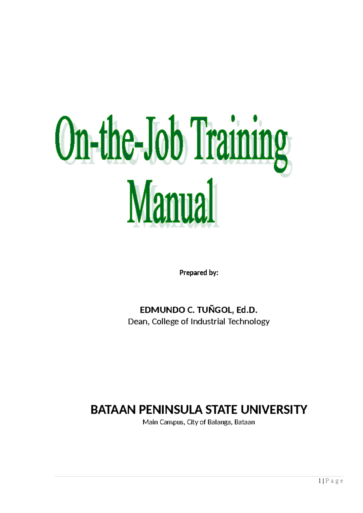 OJT Manual for BPSU Students: Guidelines & Procedures - Studocu
