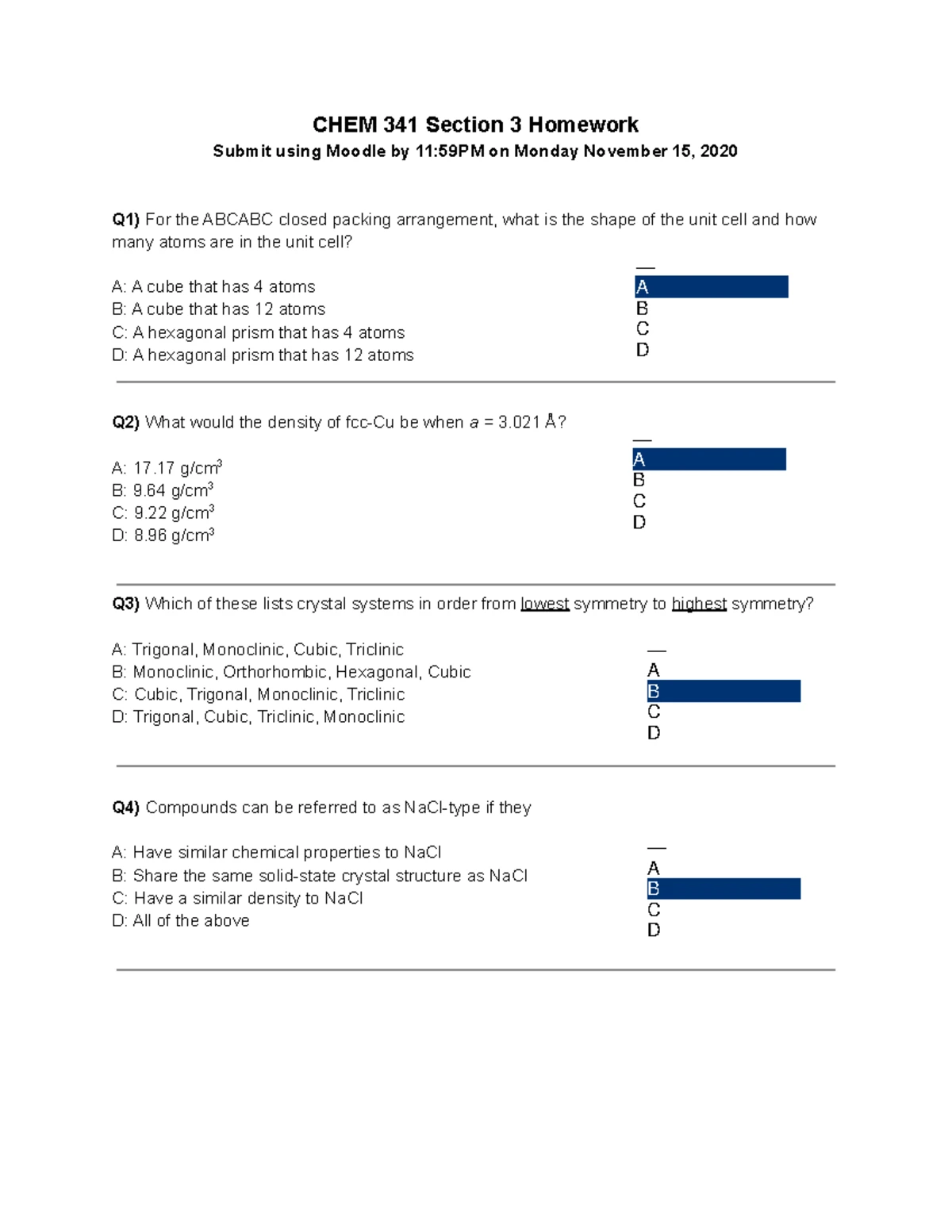HW 1 - Homework problem set with solutions - CHEM 341 Section 1 ...