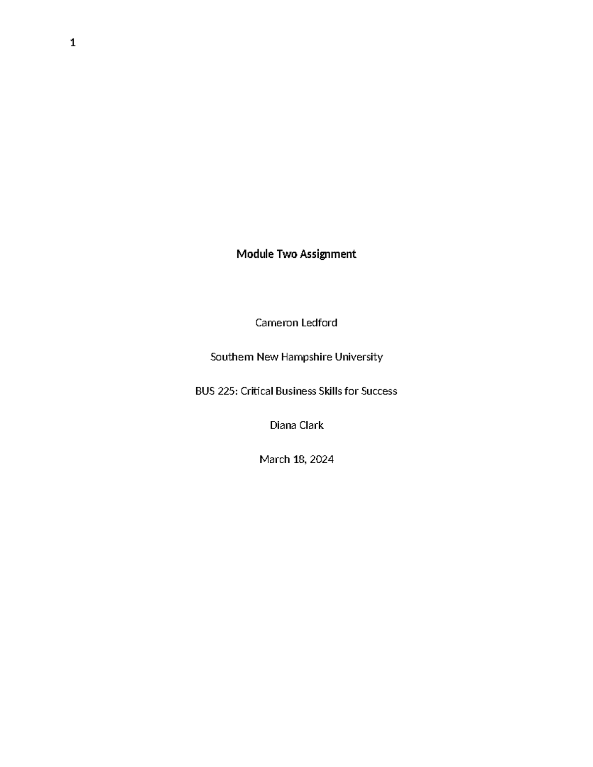 BUS225 Module Two Assignment - Module Two Assignment Cameron Ledford ...