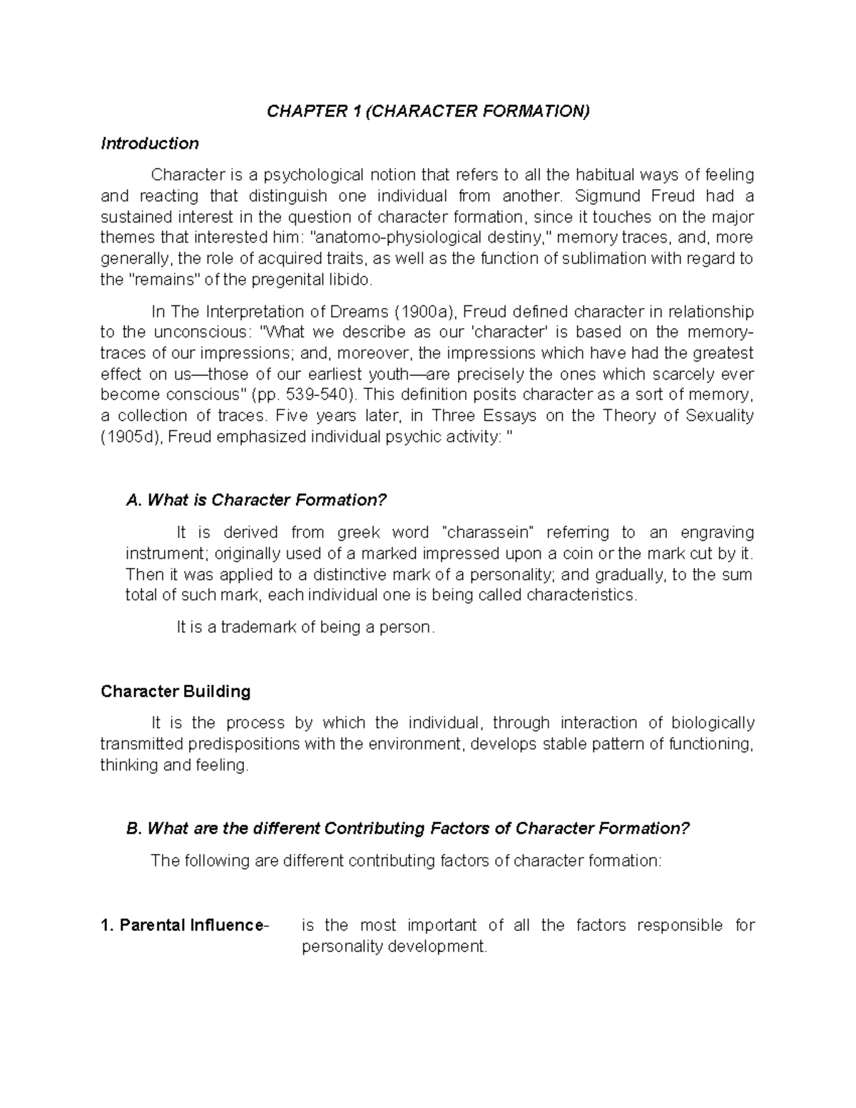 Characterf 2nd - Character Formation - CHAPTER 1 (CHARACTER FORMATION ...