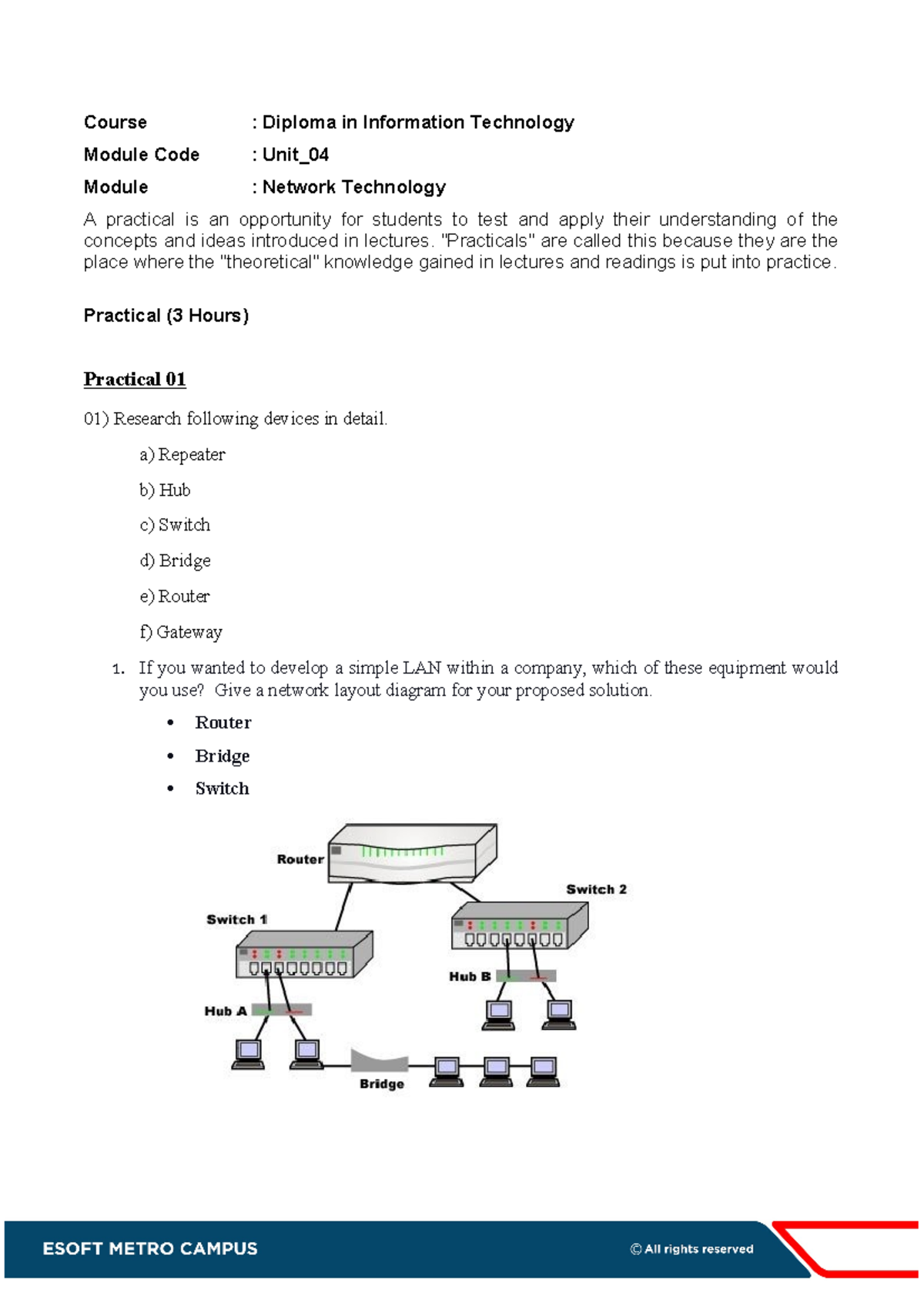 00096070 Practical 4.1 [3 hours] - Page 1 Course : Diploma in ...