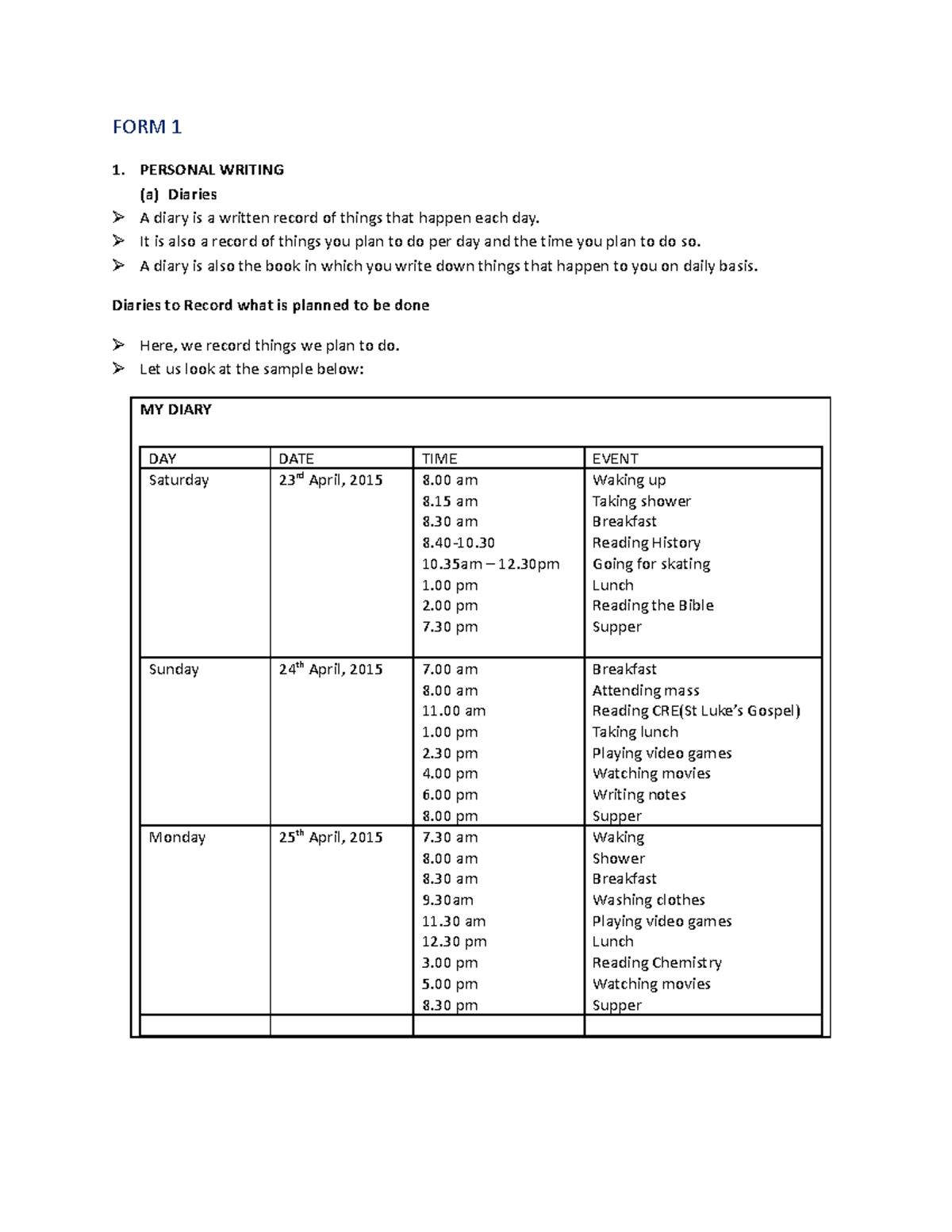 Functional Writing Notes for FORM ONE TO FOUR Students - Studocu