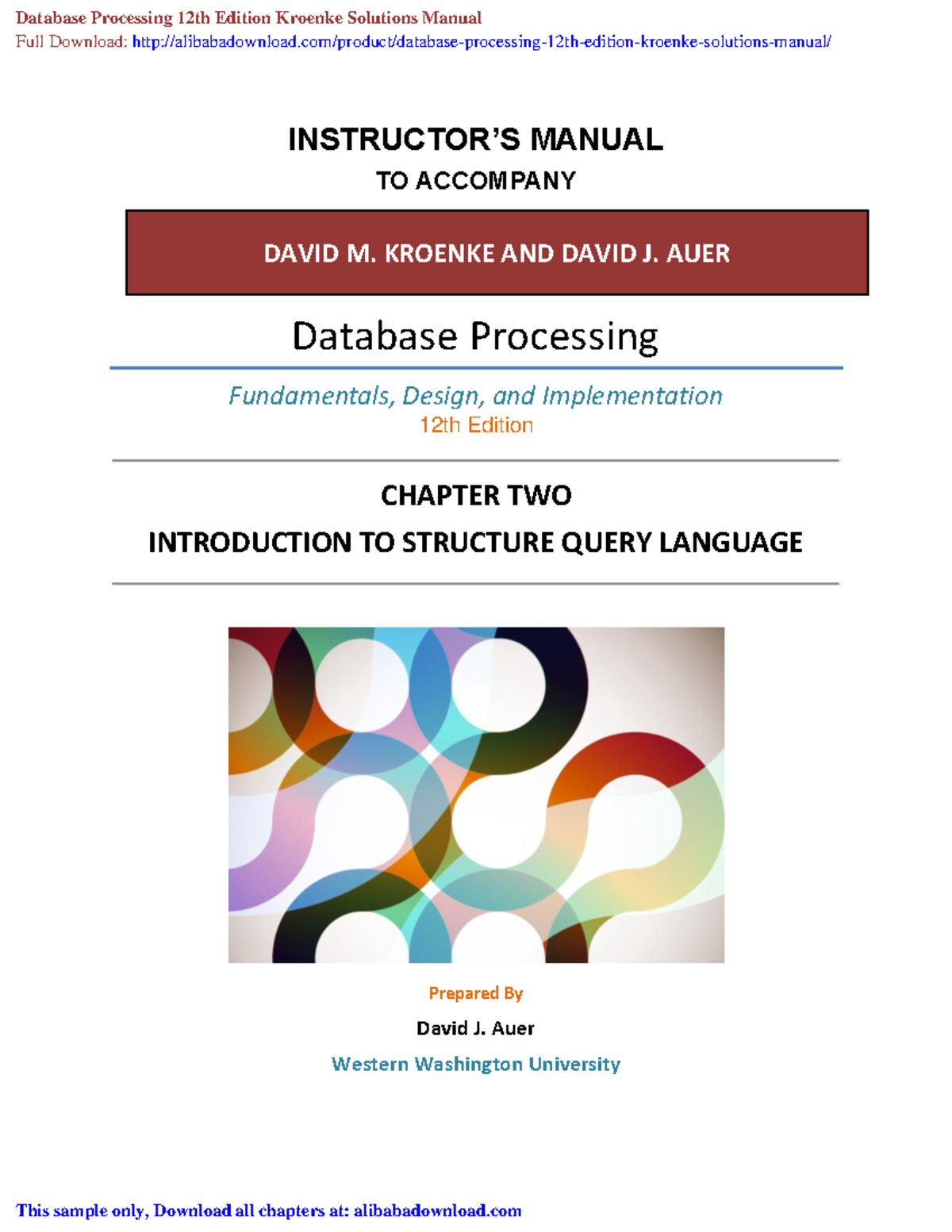 Database processing 12th edition kroenke solutions manual - INSTRUCTOR ...