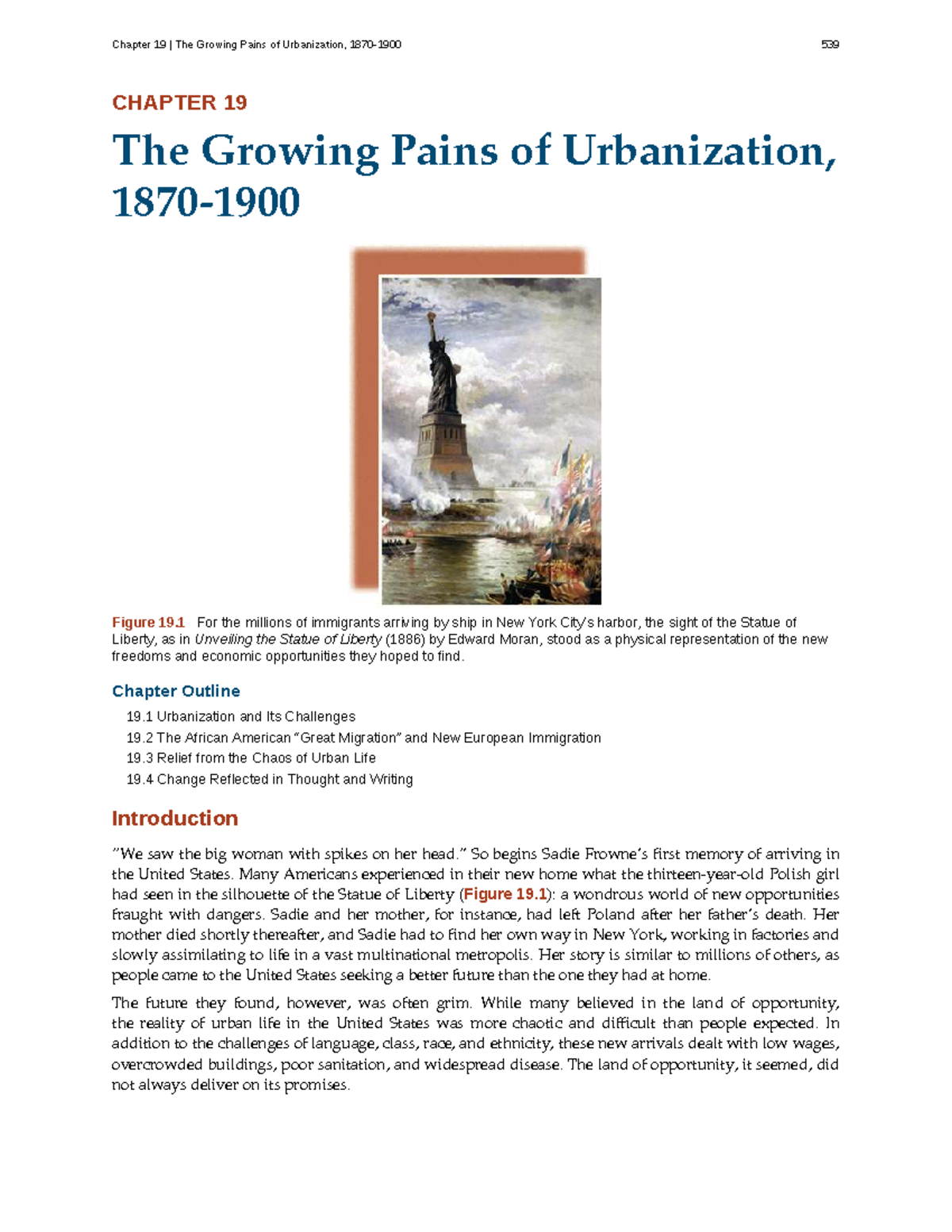 Chapter 19: Urbanization Challenges and Developments in America (1870 ...
