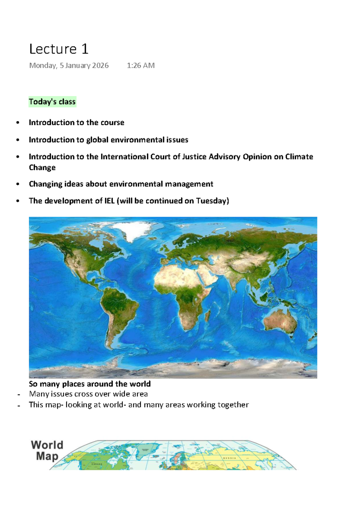 Lecture 1: Introduction to Global Environmental Issues (Course Code ...