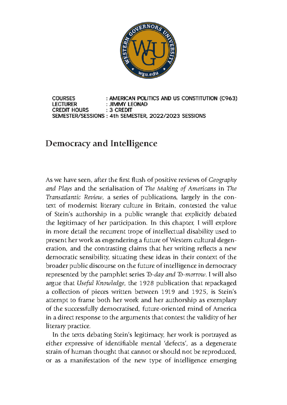 C963- American Politics AND US Constitution-BAB-39 - As we have seen ...