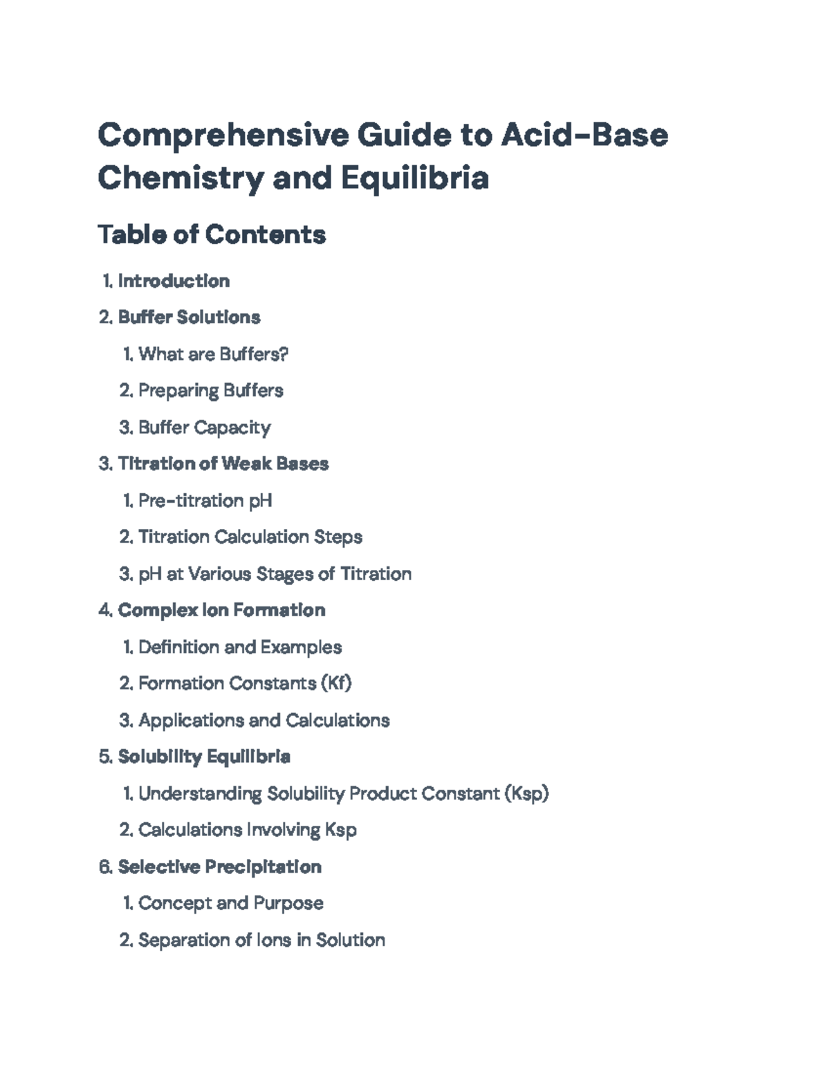 Comprehensive Guide to Acid-Base Chemistry and Equilibria ...