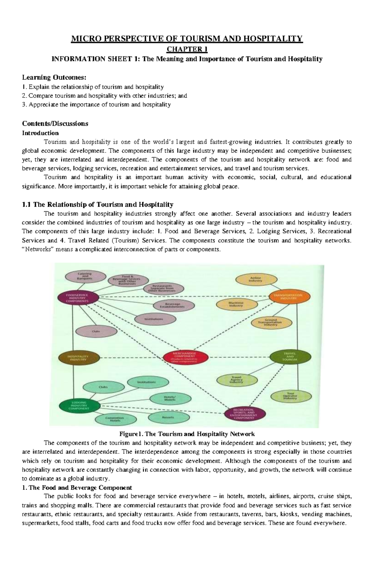 Chapter 1 - Lecture Notes on Tourism & Hospitality Concepts - Studocu