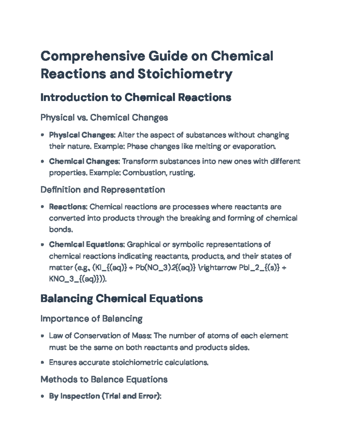 Comprehensive Guide on Chemical Reactions & Stoichiometry (Chem 101 ...