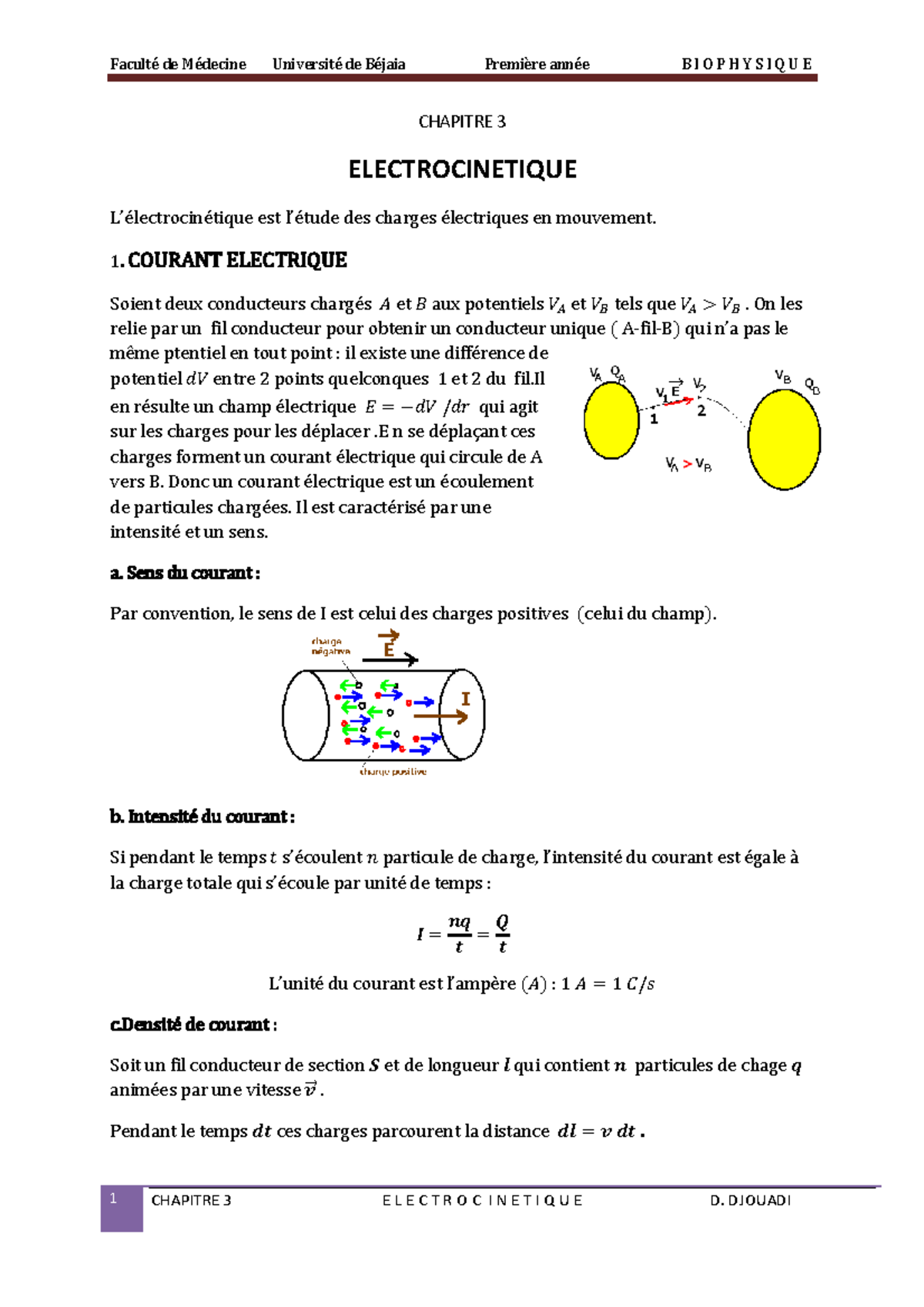 Électrocinétique - Cours - CHAPITRE 3 ELECTROCINETIQUE L’électrocinétique est l’étude des ...