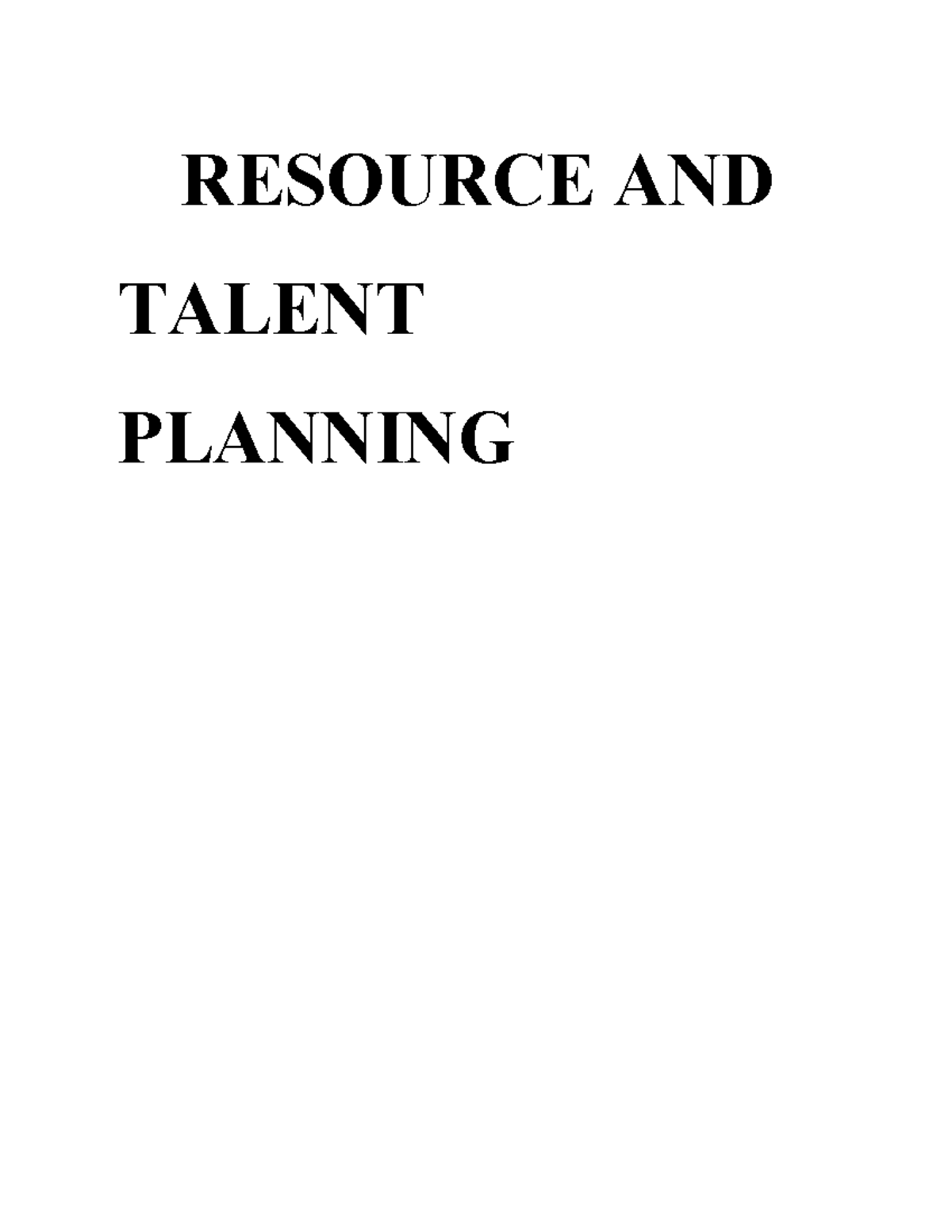 HRM 101: Talent Management and Workforce Planning Insights - Studocu