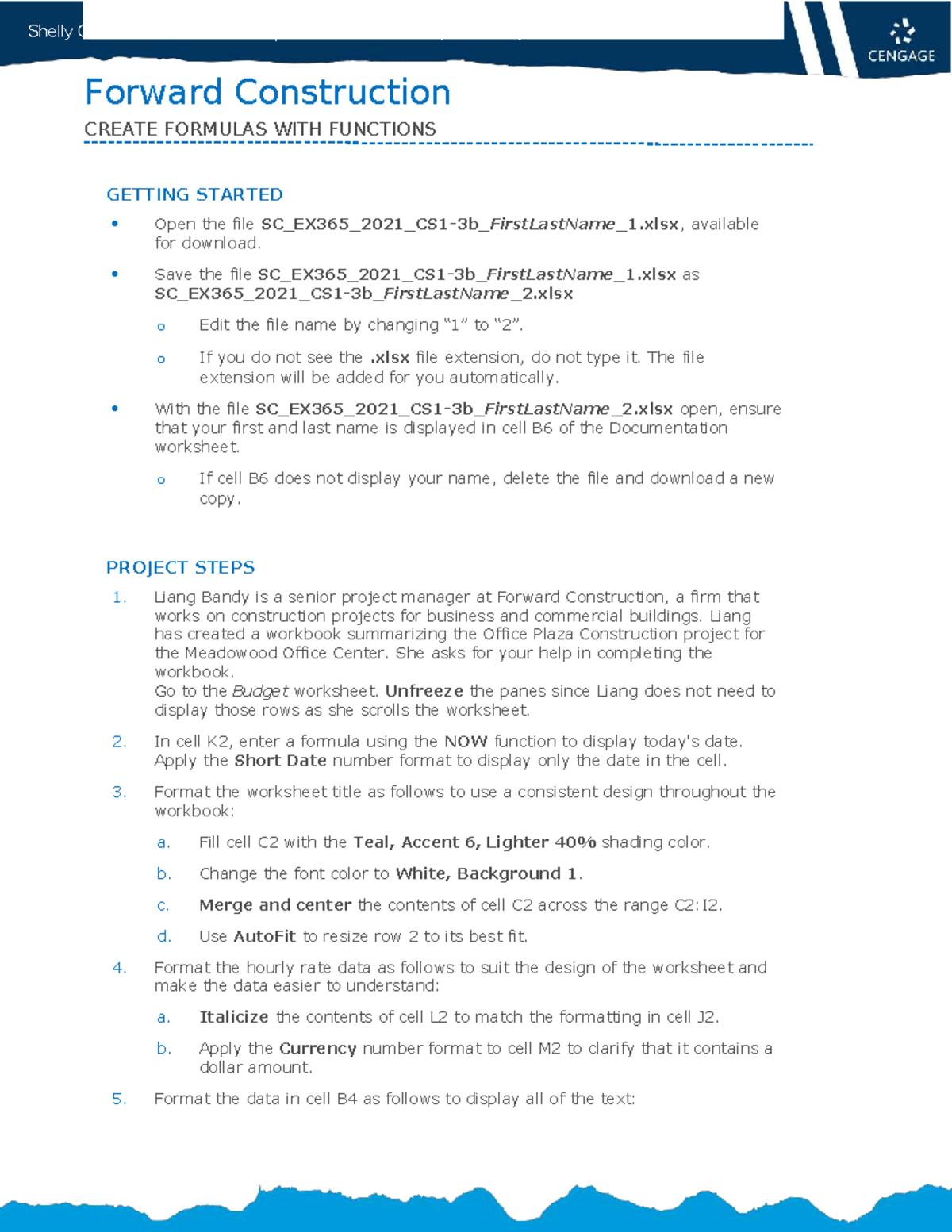 Shelly Cashman Excel Modules SAM Capstone Project 1b Instructions - Studocu