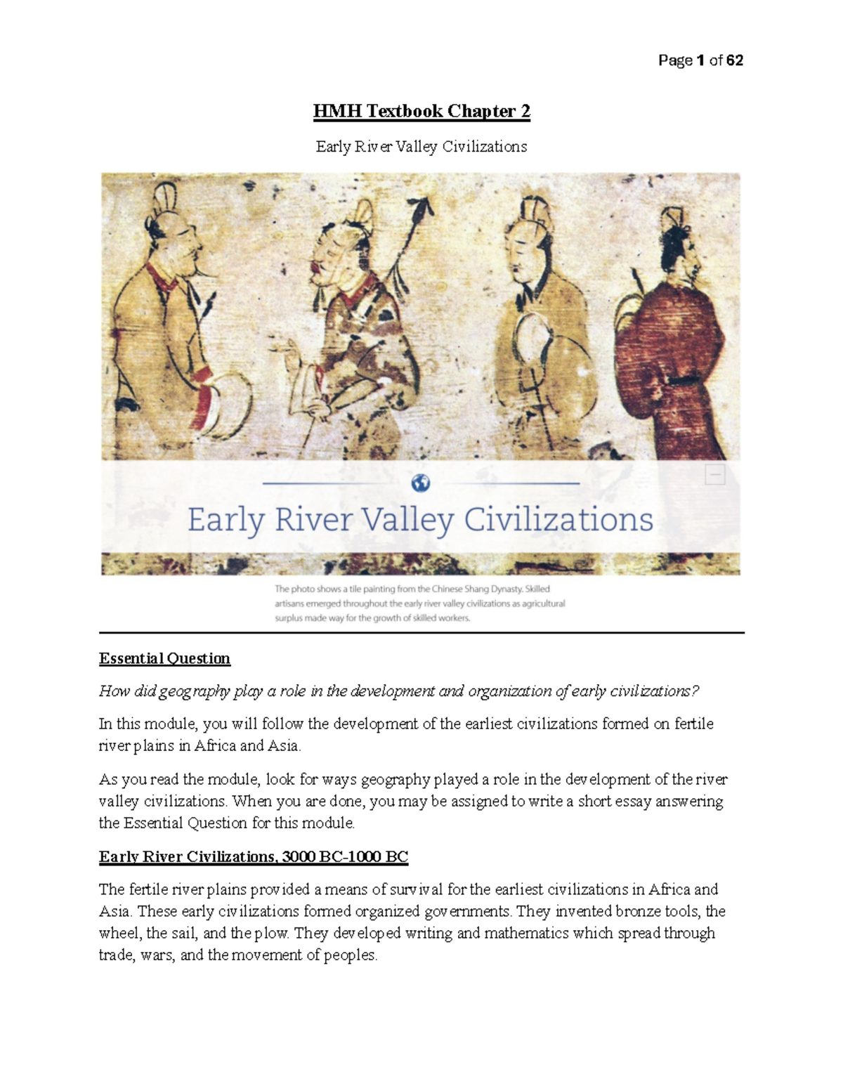 HMH World History Chapter 2: Early River Valley Civilizations - Studocu