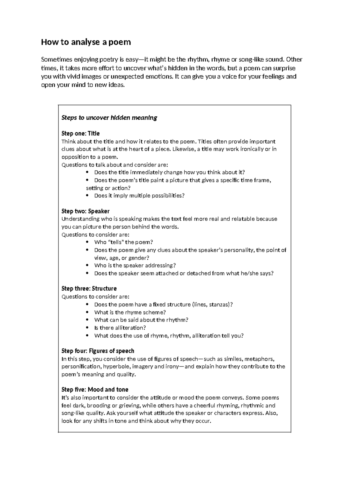 Steps to Analyze a Poem: A Guide for MVN Students - Studeersnel