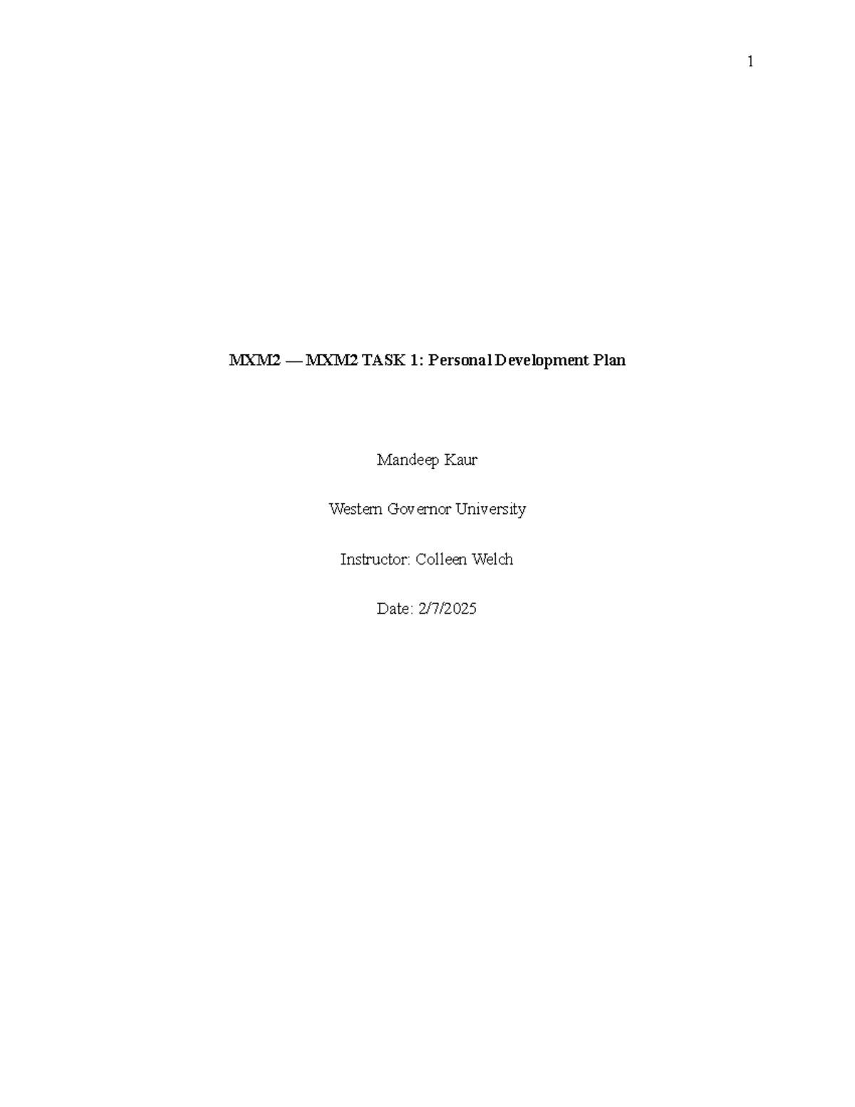 D218 MXM2 Task 1: Personal Development Plan for Resilience - Studocu