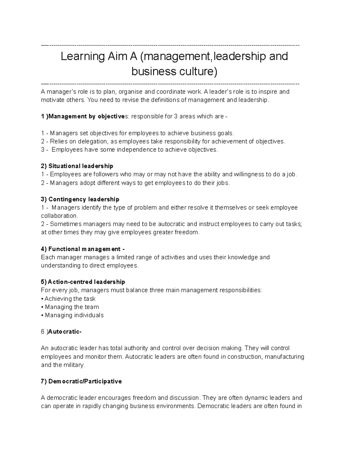 Unit 6 Exam Preparation: Management, Leadership & HR Concepts - Studocu
