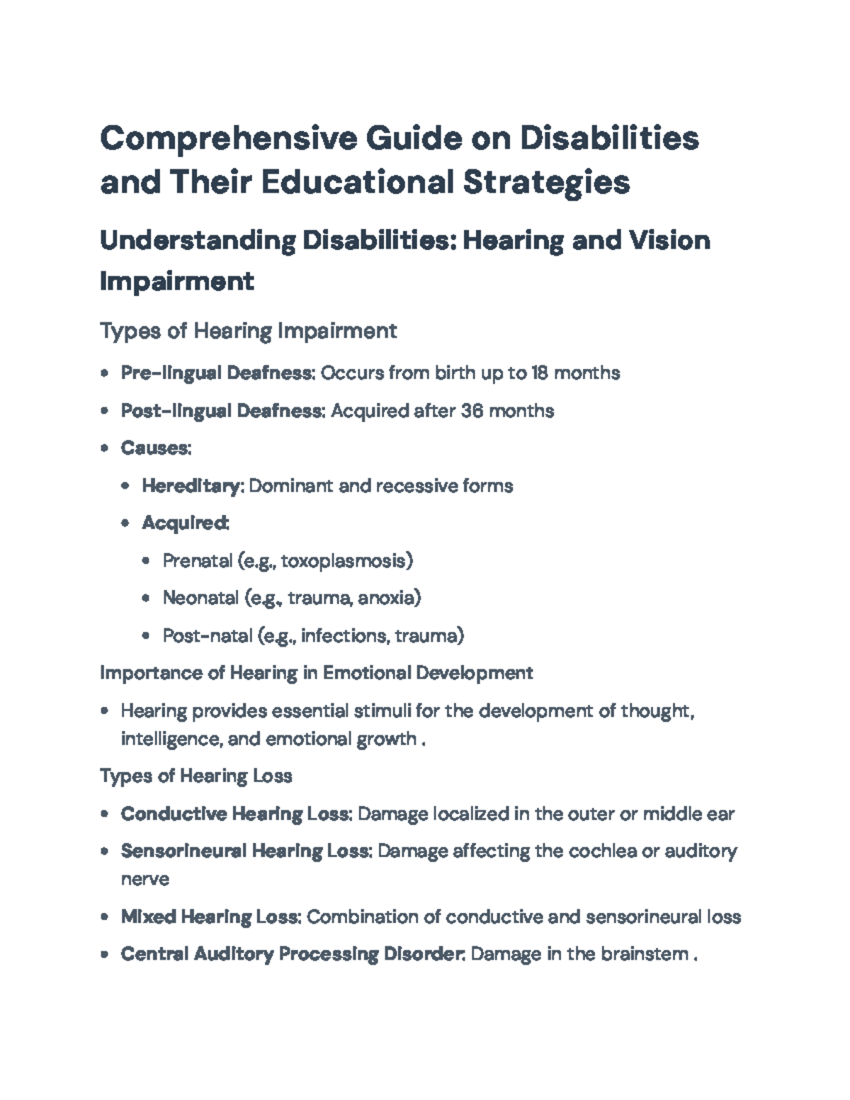 Comprehensive Guide on Disabilities and Educational Strategies (EDU 101 ...