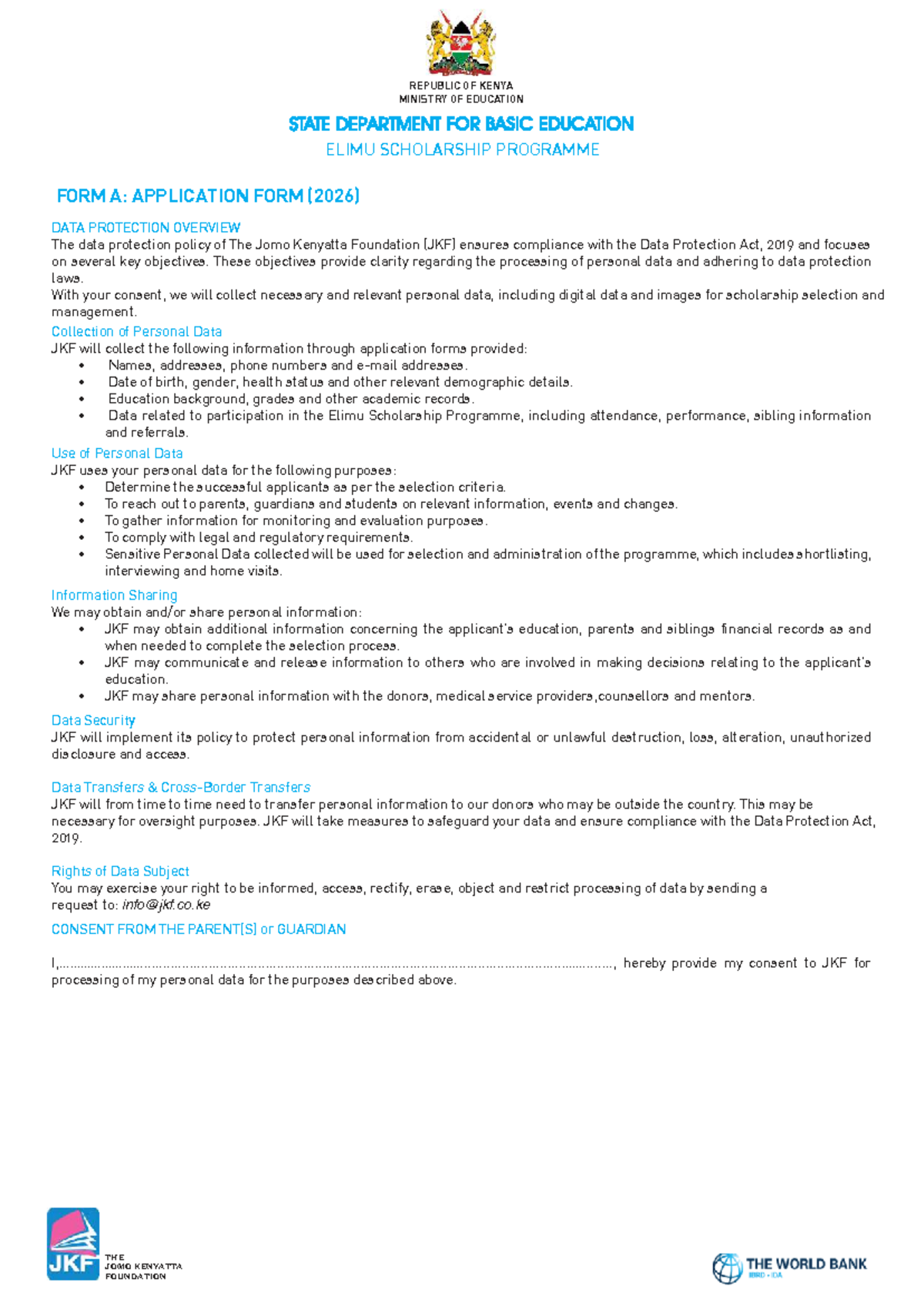 Final Application Form for JKF Elimu Scholarship Programme 2026 - Studocu