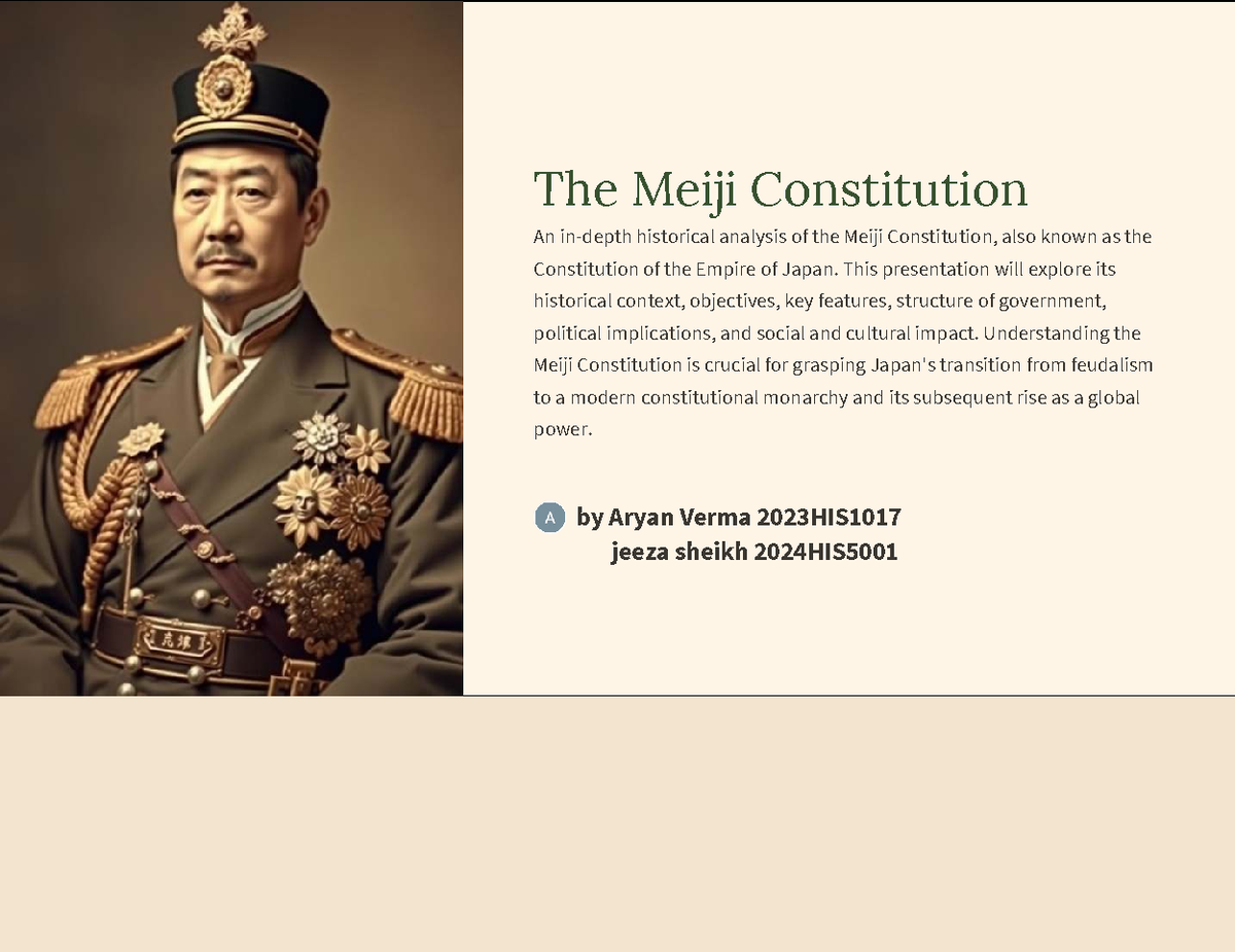 The Meiji Constitution: Historical Analysis and Political Implications ...
