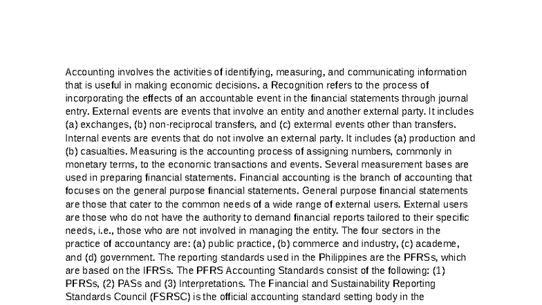 CFAS - Accounting Principles and Financial Reporting Notes - Studocu
