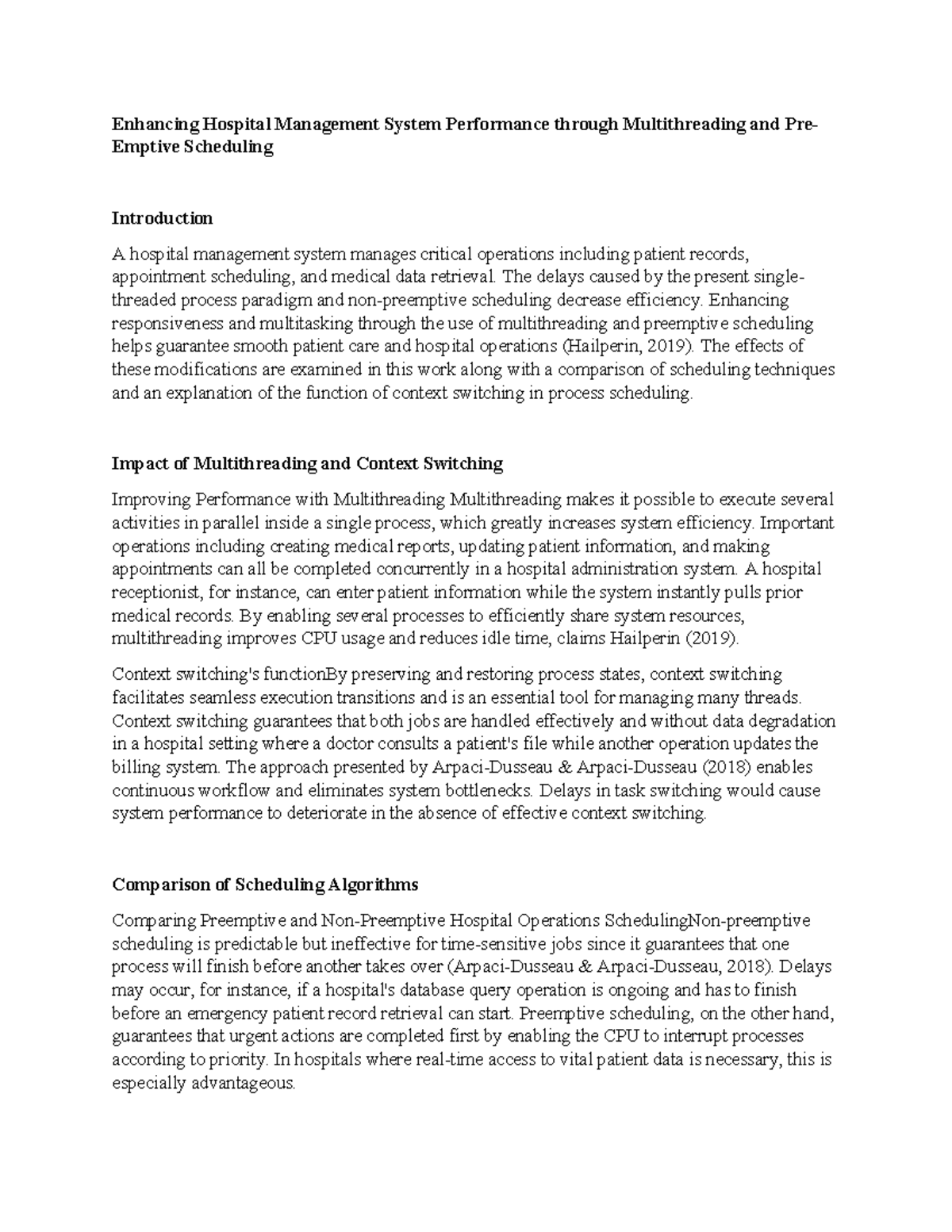 Enhancing HOSP 101 Hospital Management: Multithreading & Scheduling - Studocu