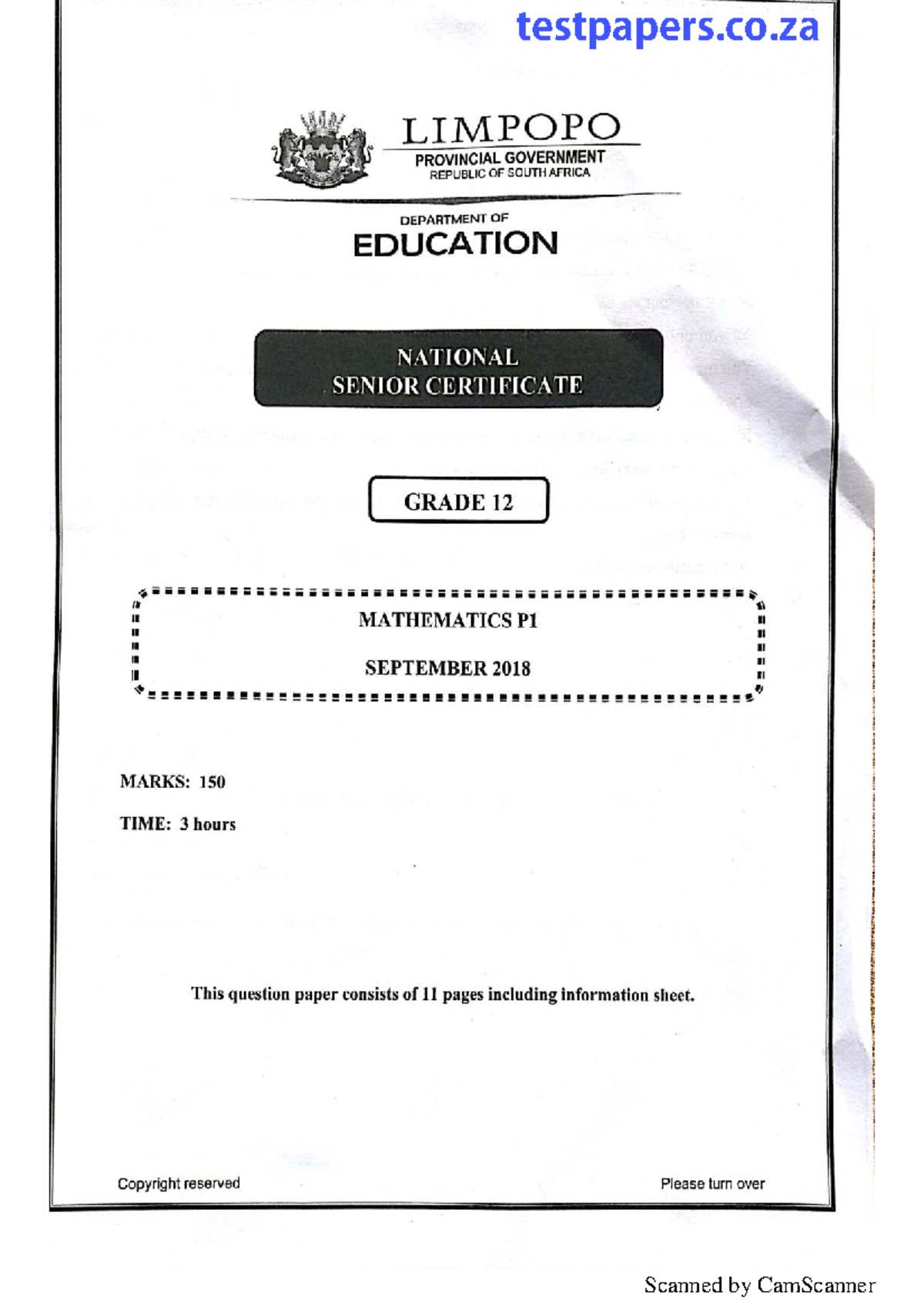 2018 Grade 12 MATH Trial Exam Paper 1 - Limpopo NSC - Studocu