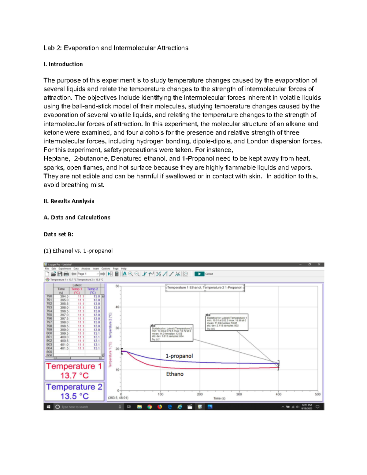 Lab Report 2-2: Evaporation and Intermolecular Forces Analysis - Studocu
