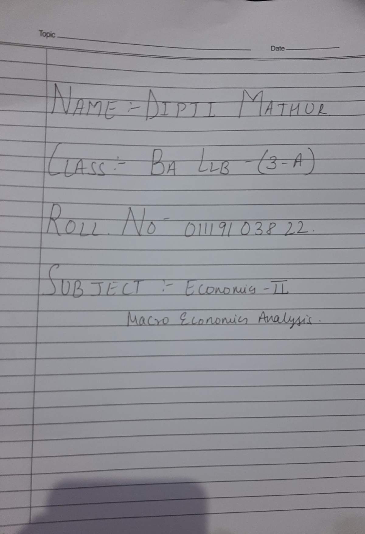 (Ba llb 3-A) - Assingment - Ballb - Date RME=DIPTL MaTHDL Ba tug DlL9 ...