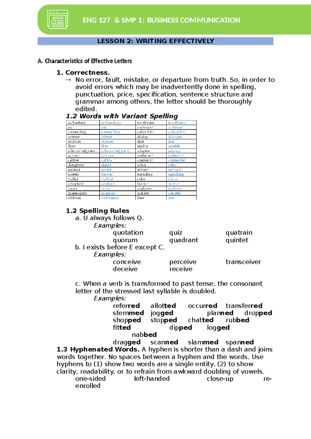 ENG 127 SMP 1: Business Communication Lesson 2 - Writing Effectively ...