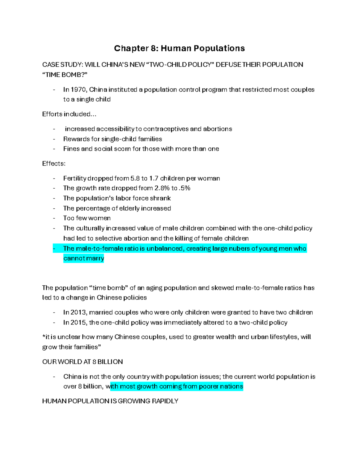 Chapter 8: Human Populations Case Study - Analyzing IPAT Insights - Studocu