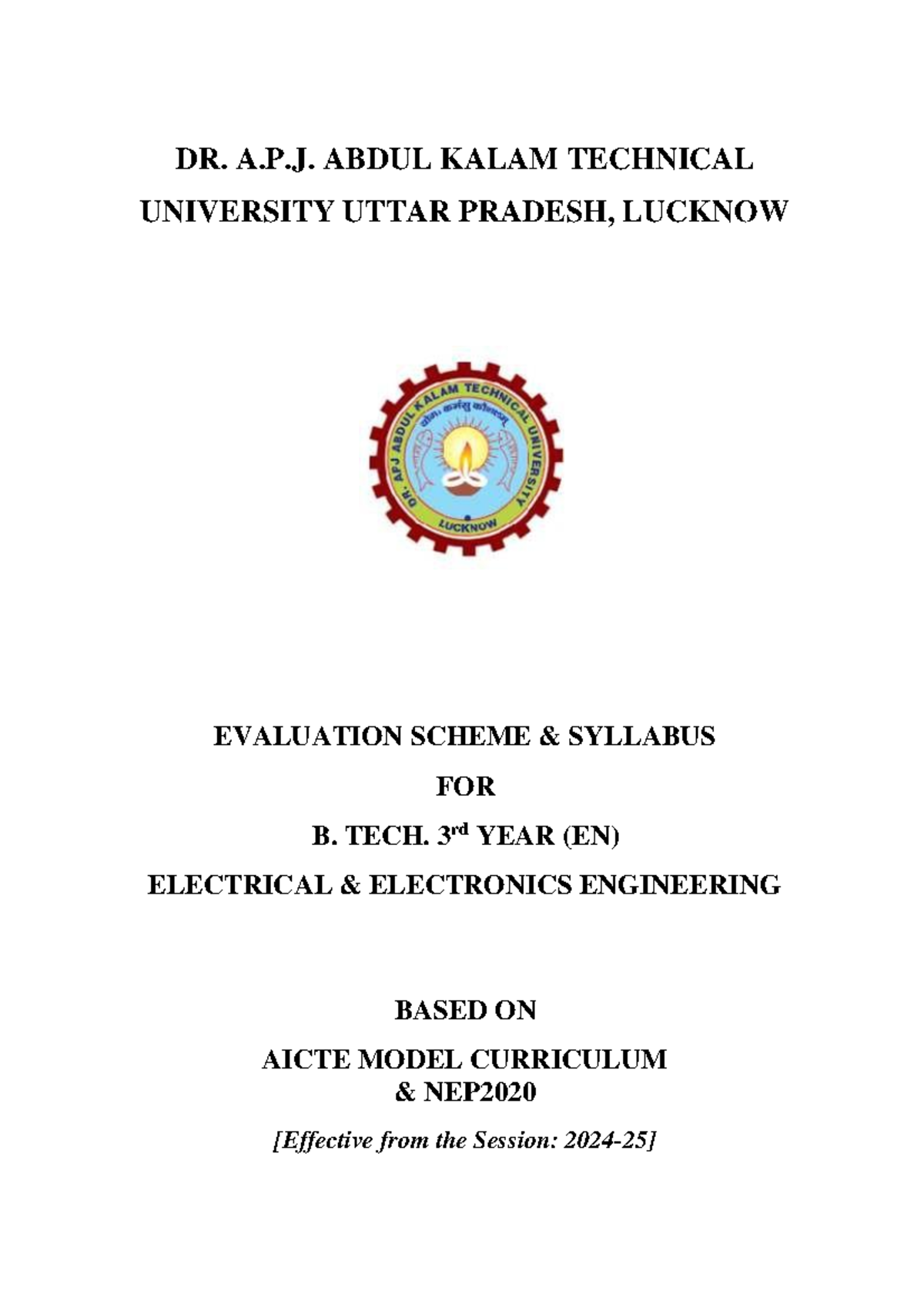 B.Tech. 3rd Year Electrical & Electronics Engineering 2024-25: Syllabus ...